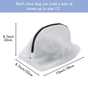 Tenn Well Shoe Washing Machine Bags, 3PCS Mesh Laundry Bags for Shoes, Sneakers, Trainers, Tennis Shoes, Slippers, Fit up to Men’s Size 12