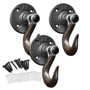 3 pack mood.sc towel and robe hook set by pipe decor, heavy duty diy style, rustic and chic industrial iron pipe electroplated galvanized silver finish (3, heavy single hook)