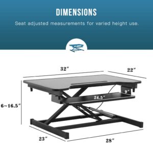 Standing Desk Stand Up Desk Computer Workstation Height Adjustable Ergotron Large Working Area Double Gas Lift Compuetr Office Desk with Removable Keyboard