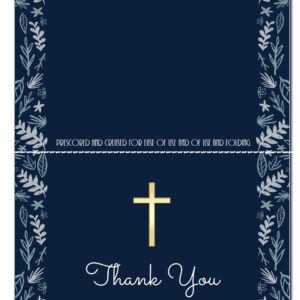 Elcer 20 Christian Thank You Cards Religious Catholic acknowledgment Notes Navy Blue & Gold Holy Communion Baptism Confirmation Christening Reconciliation Funeral with envelopes 8x5.5 (Navy Blue)