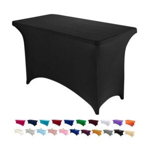 peomeise 4ft spandex table cover rectangular stretch spandex tablecloth (black,4ft)