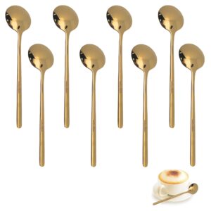 5" gold coffee spoons 8pcs 5.25" - gold tea spoons small coffee spoons for coffee bar - espresso spoons dessert spoons for tea - coffee stirring spoon 5 in small gold spoons for coffee small spoons