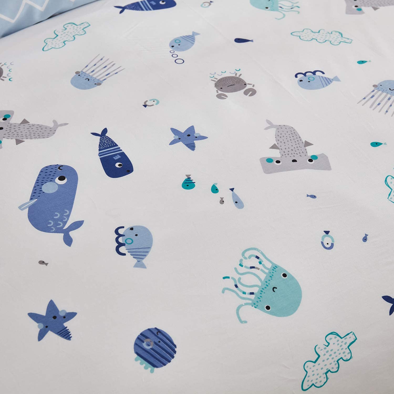 Brandream Kids Bedding Set Twin Size 100% Cotton Boy Girl Nautical Ocean Sea Life Children Duvet Cover Set (Comforter Not Included)