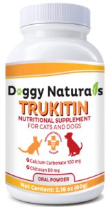 trukitin chitosin based phosphate binder for cats & dogs – all natural human grade ingredients for renal support supplement with calcium carbonate oral powder (made in u.s.a)