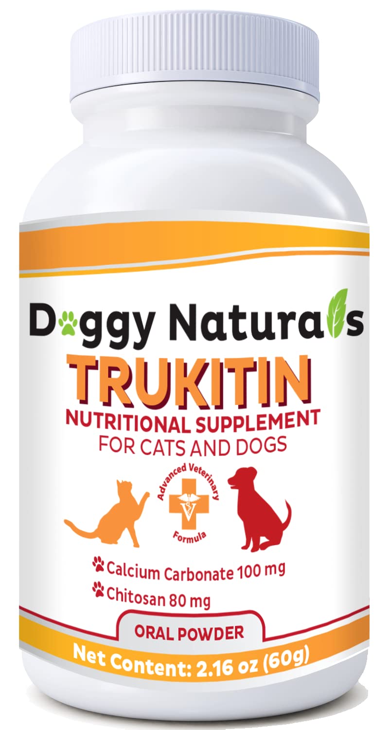 Trukitin Chitosin Based Phosphate Binder for Cats & Dogs – All Natural Human Grade Ingredients for Renal Support Supplement with Calcium Carbonate Oral Powder (Made in U.S.A)