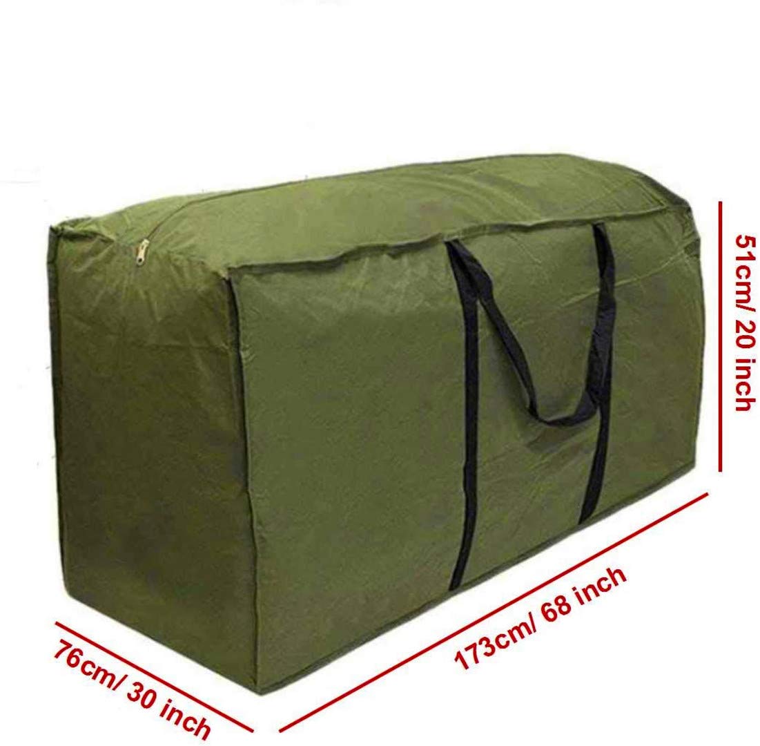 2 Pack Patio Cushion/Cover Waterproof Outdoor Cushion Storage Bag Rectanglar with Zippers and Handles 68L x 30W x 20H Inch Cover Garden Furniture Storage Bag Green