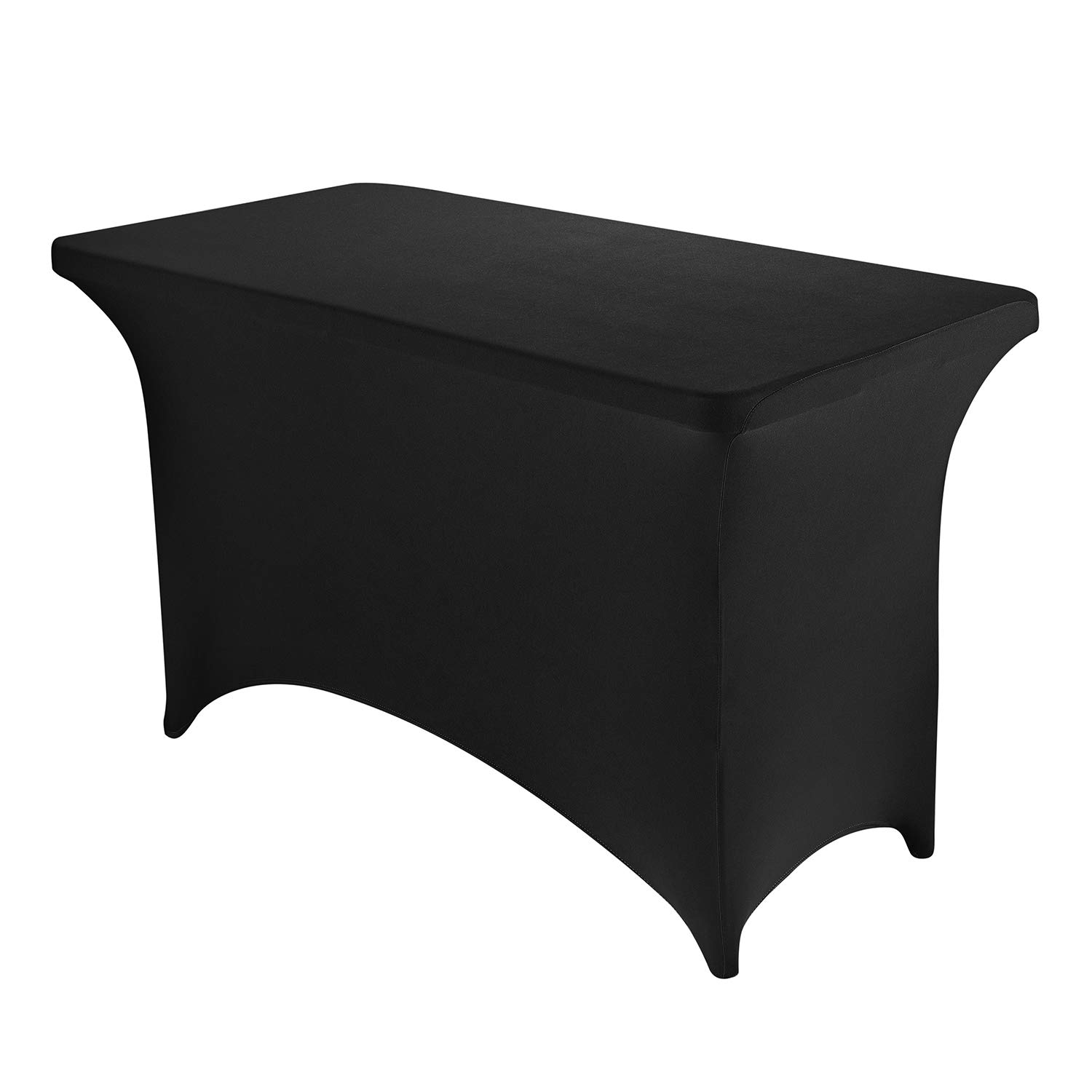 Peomeise 4FT Spandex Table Cover Rectangular Stretch Spandex Tablecloth (Black,4FT)