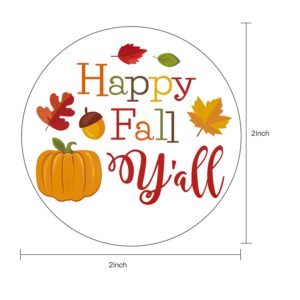 WRAPAHOLIC Happy Fall Y'all Stickers - Pumpkin Design for Holiday/Party Decoration and Gift Wrap - 2 x 2 Inch 500 Total Labels