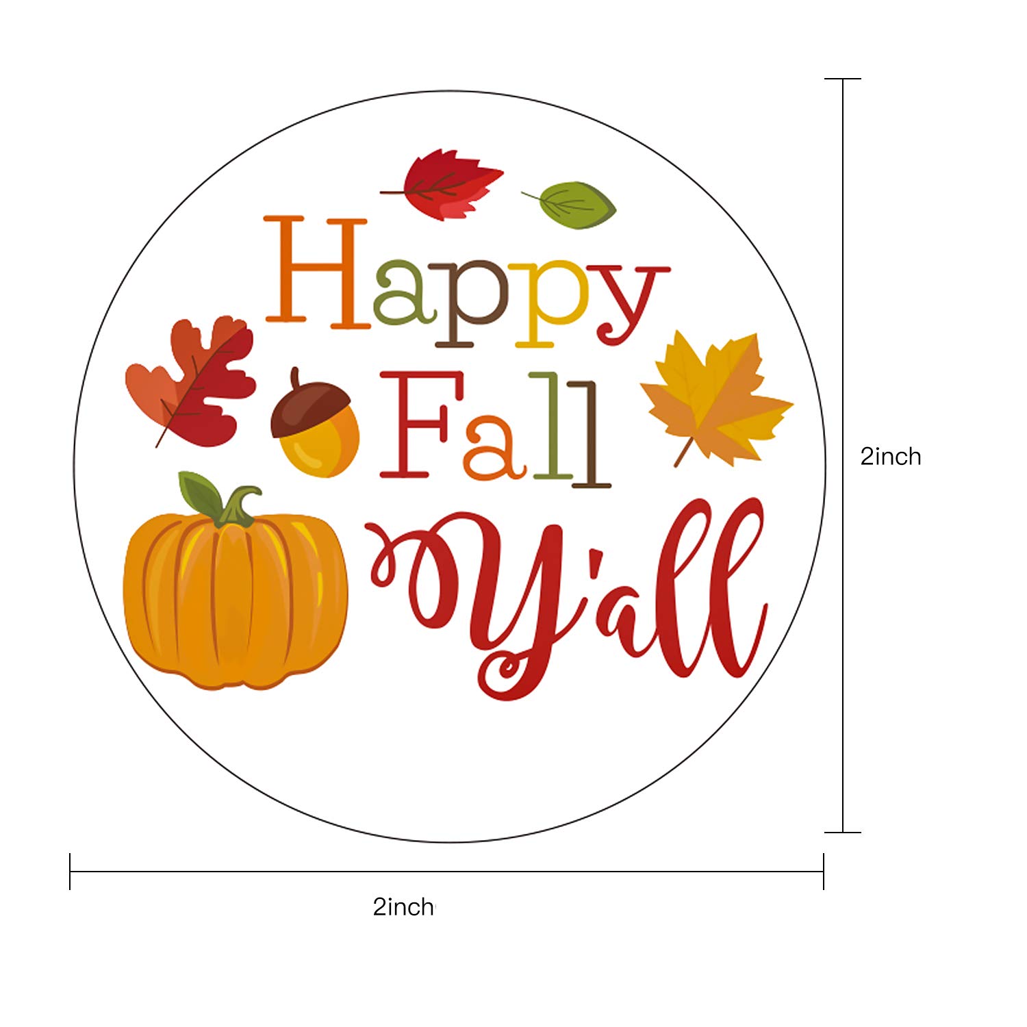 WRAPAHOLIC Happy Fall Y'all Stickers - Pumpkin Design for Holiday/Party Decoration and Gift Wrap - 2 x 2 Inch 500 Total Labels