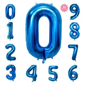 40 inch blue jumbo digital number balloons 0 huge giant balloons foil mylar balloons for birthday party,wedding, bridal shower engagement photo shoot, anniversary