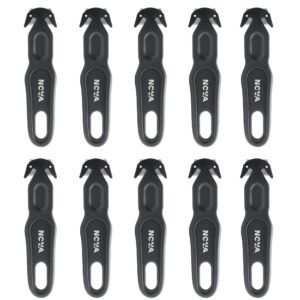 nova safety cutter tool, safety box cutter knife, ergonomic film cutting blade, box, strap, carton, package, envelope and letter opener (10 piece - black)