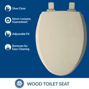 Mayfair Kendall Toilet Seat, Slow Close, Non Slip Heavy Duty Wood, Easy Clean, Elongated, Bone