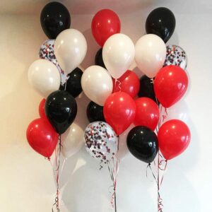 62Pcs Red and Black Balloons Kit - 12 Inches Red Black Party Decoration Balloons for Graduation Casino Theme Birthday Party Decorations Supplies