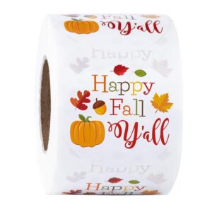 wrapaholic happy fall y'all stickers - pumpkin design for holiday/party decoration and gift wrap - 2 x 2 inch 500 total labels