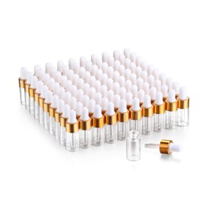 usrommaner 100,3ml clear glass dropper bottle,mini glass eye dropper vials with pipette for essential oils empty dropper with pipette sample test tubes travel perfume liquid container