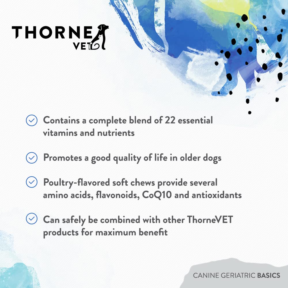 ThorneVET Canine Geriatric Basics – Senior Dog Multi-Vitamin/Mineral Formula Supports Healthy Cognition, Joints, and Eyes, 90 Soft Chews