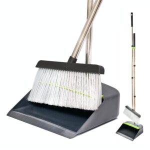 ciclone ispinmop broom with dustpan combo set with long handles - lightweight indoor & outdoor broom and dustpan set for home & office - broom with stand up dustpan and innovative dust collector