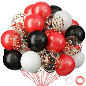 62pcs red and black balloons kit - 12 inches red black party decoration balloons for graduation casino theme birthday party decorations supplies