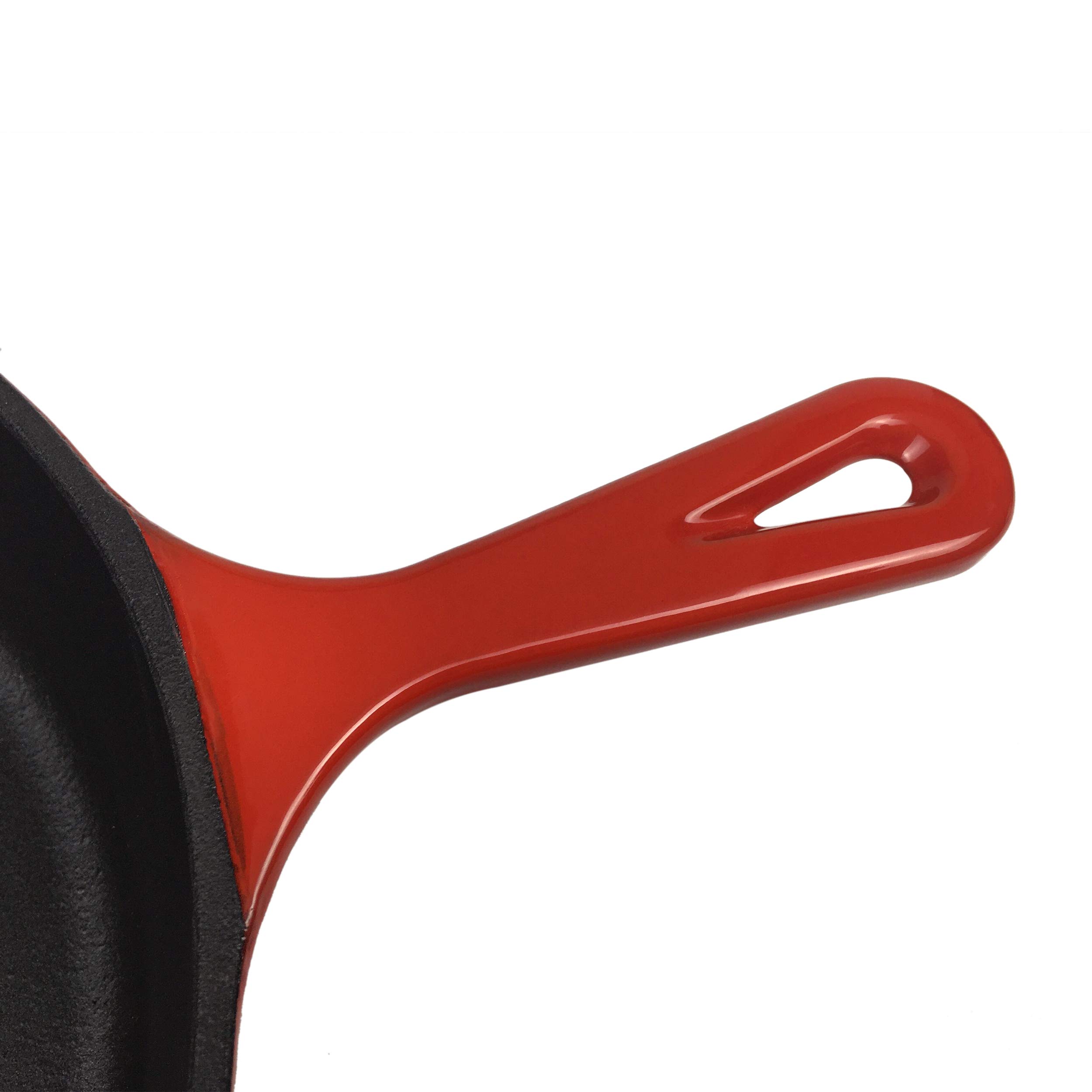 10.25-Inch Enameled Cast Iron Skillet Frying Pan, 1 Silicone Hot Handle Holder and 1 Silicone Potholder for The Assist Handle