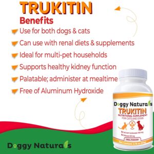 Trukitin Chitosin Based Phosphate Binder for Cats & Dogs – All Natural Human Grade Ingredients for Renal Support Supplement with Calcium Carbonate Oral Powder (Made in U.S.A)