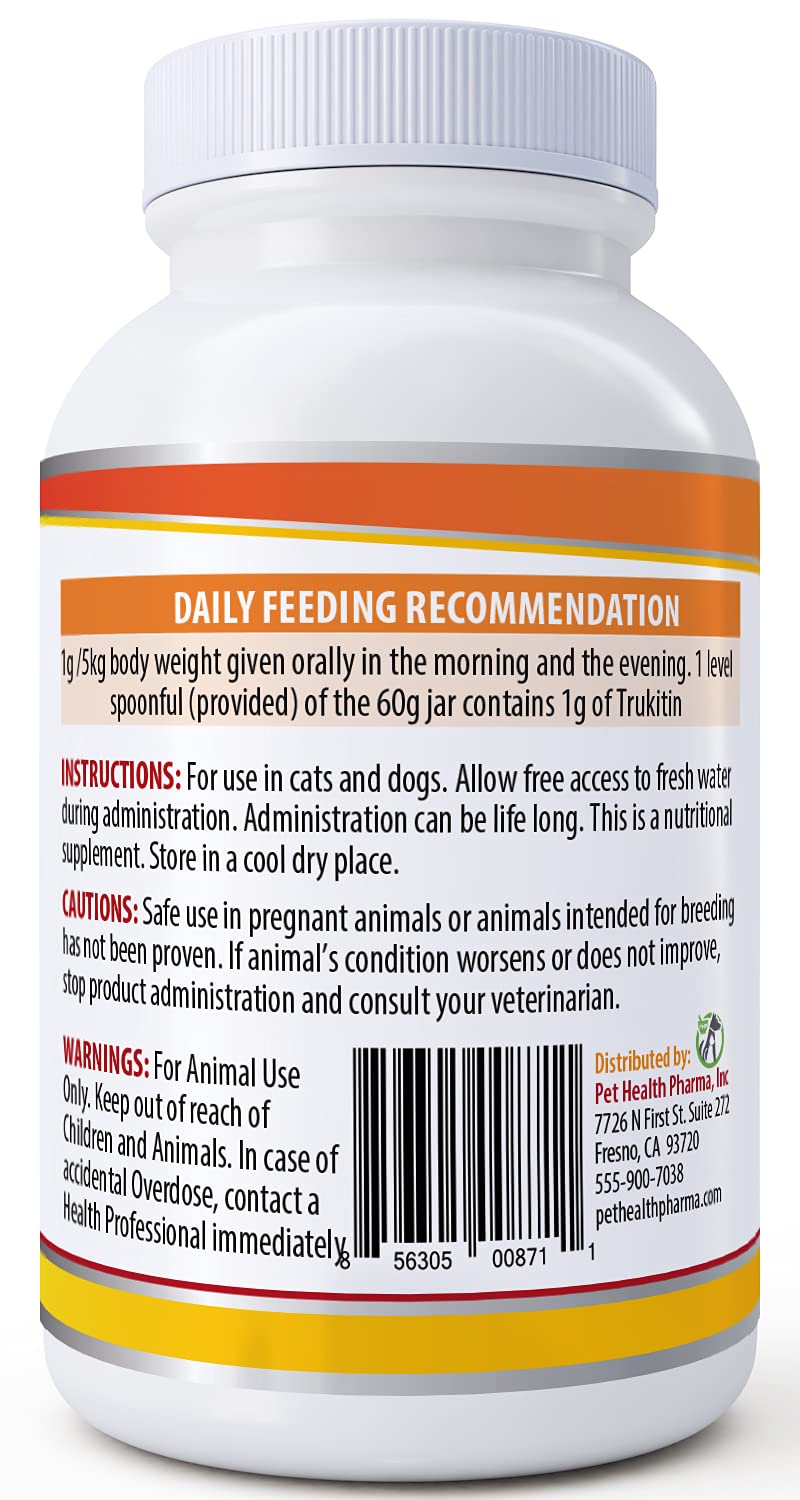 Trukitin Chitosin Based Phosphate Binder for Cats & Dogs – All Natural Human Grade Ingredients for Renal Support Supplement with Calcium Carbonate Oral Powder (Made in U.S.A)