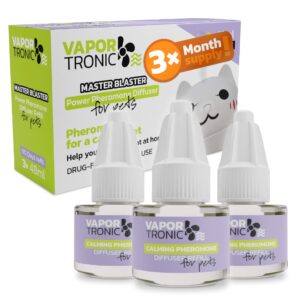 petluv pheromone diffuser refill 3 month supply 3-pack, compatible with all diffusers, multicat, calming, pet behavior & anxiety support for cats, calm formula for scratching, spraying, marking