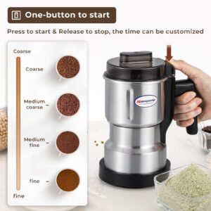 Moongiantgo Coffee Grinder Electric, 250W Mini Spice Grain Mill, 200ml Capacity Dry Grinding Machine with Small Brush, Stainless Steel Blade, for Spices Seeds Rice Beans Seasonings, 110V