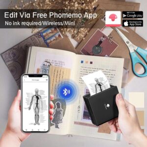 Phomemo Mini Bluetooth Mobile Printer - M02 Pocket Thermal Printer Portable Hand-held Ink-less Printers, Compatible with iOS/Android for Learning, To-do Lists, Journals, Planners, Scrapbooks, Labeling