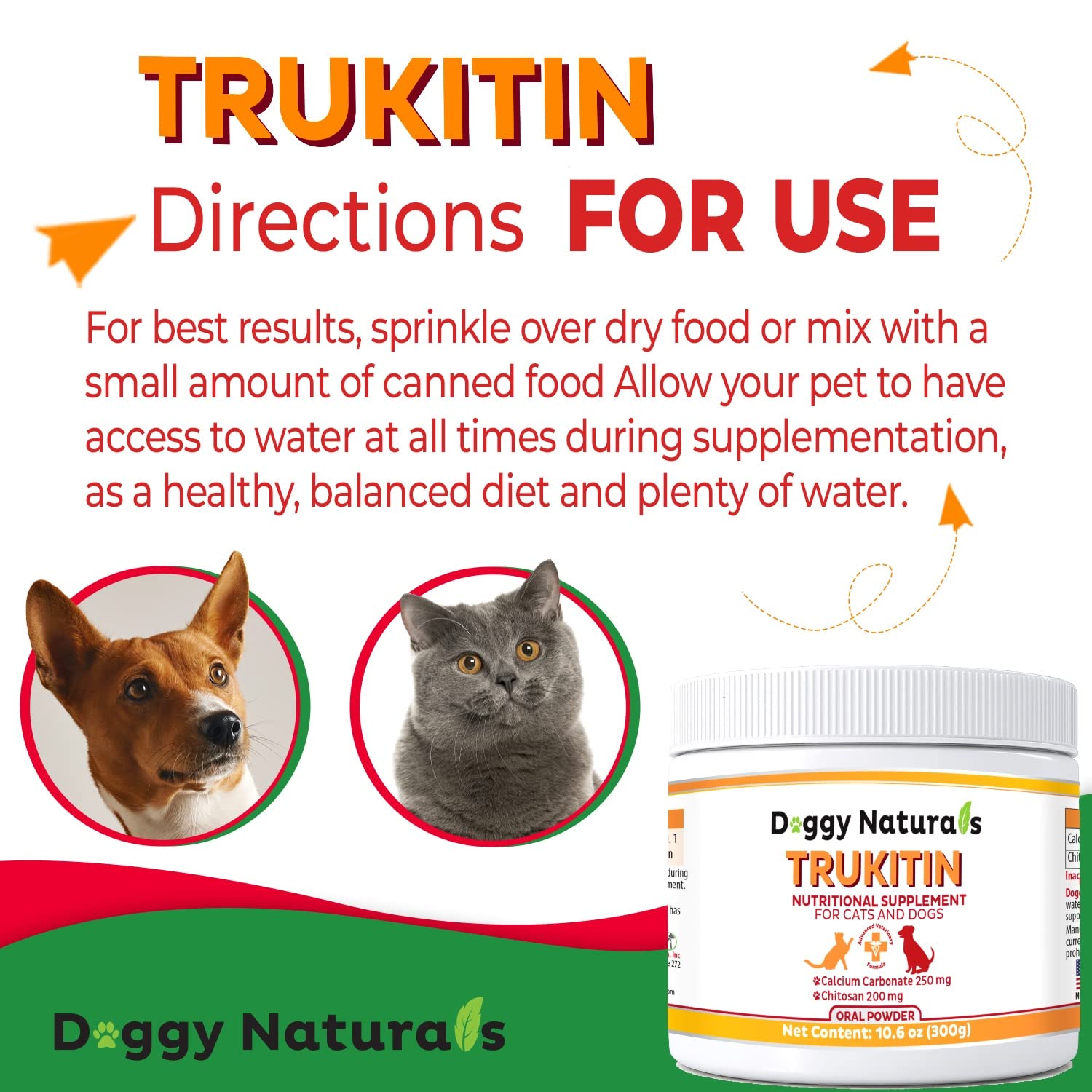 Trukitin Chitosin Based Phosphate Binder for Cats & Dogs – All Natural Human Grade Ingredients for Renal Support Supplement with Calcium Carbonate Oral Powder (Made in U.S.A)