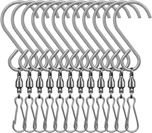 lainin 12 pack stainless steel swivel clip hanging hooks for hanging wind spinners wind chimes crystal twisters lighting bulbs party supply…