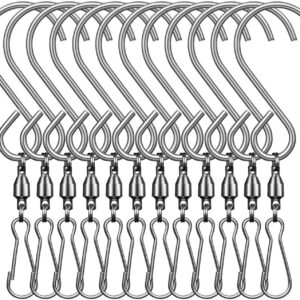 Lainin 12 Pack Stainless Steel Swivel Clip Hanging Hooks for Hanging Wind Spinners Wind Chimes Crystal Twisters Lighting Bulbs Party Supply…