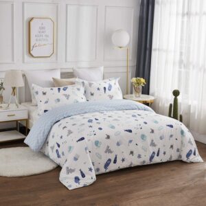 Brandream Kids Bedding Set Twin Size 100% Cotton Boy Girl Nautical Ocean Sea Life Children Duvet Cover Set (Comforter Not Included)