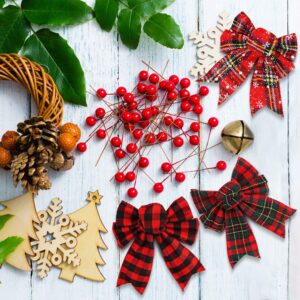 JOHOUSE Red Buffalo Plaid Bows 12PCS Christmas Tree Bows Christmas Wreath Bow for Christmas Outdoor Decorations