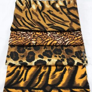 AMORNPHAN Set of 4 Tiger Leopard Animal Pattern Printed Cotton Quilting Fabric Bundle for Patchwork Needlework DIY Handmade Sewing Crafting Scrapbooking Precut 18 x 22 Inches (Set of 4 Pieces)