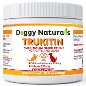 trukitin chitosin based phosphate binder for cats & dogs – all natural human grade ingredients for renal support supplement with calcium carbonate oral powder (made in u.s.a)