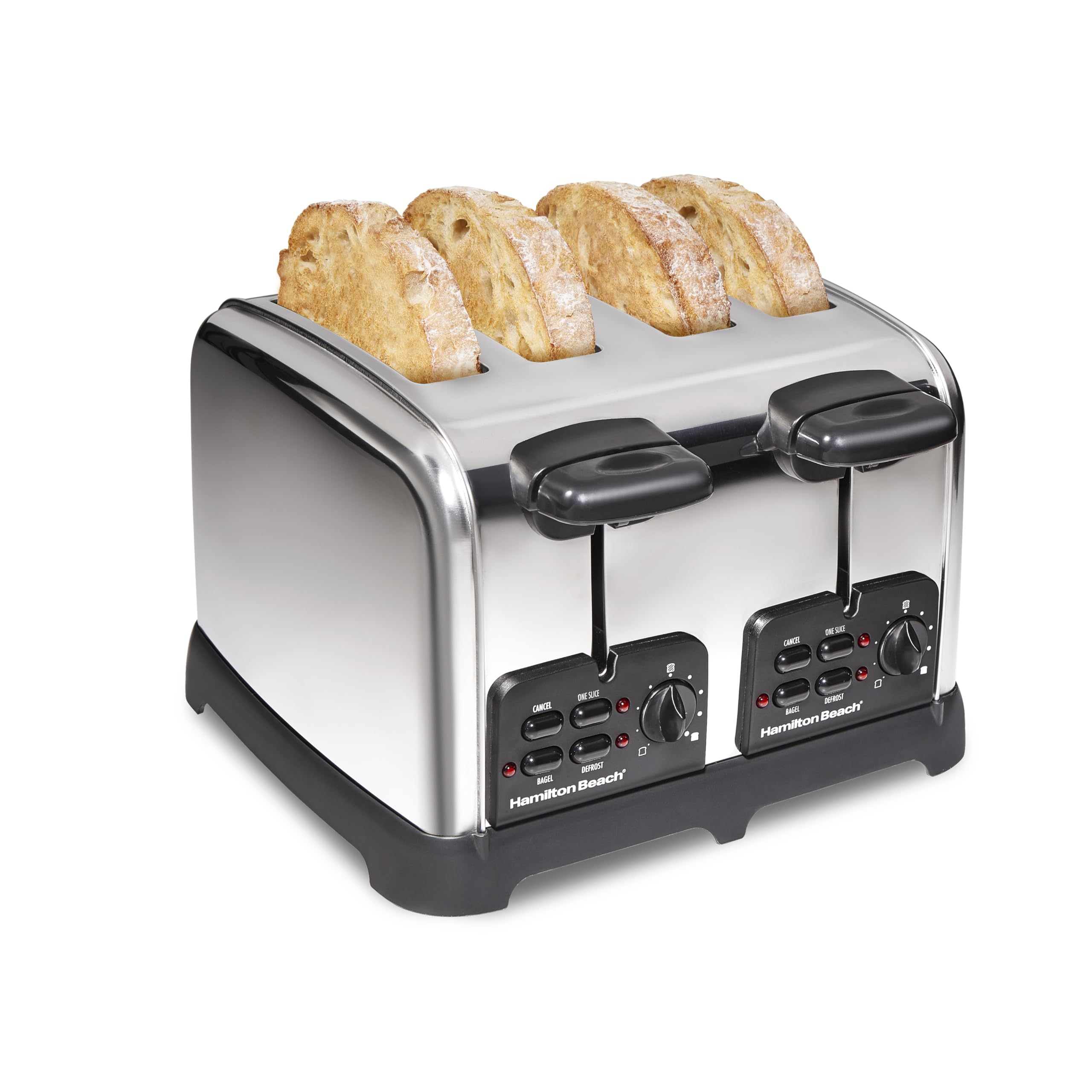 Hamilton Beach 24782 Retro Toaster with Wide Slots, Sure-Toast echnology, Bagel & Defrost Settings, Auto Boost to Lift Smaller Breads, 4 Slice, Polished Stainless Steel