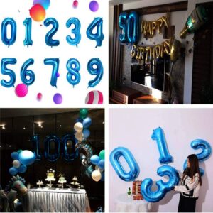 40 Inch Blue Jumbo Digital Number Balloons 0 Huge Giant Balloons Foil Mylar Balloons for Birthday Party,Wedding, Bridal Shower Engagement Photo Shoot, Anniversary