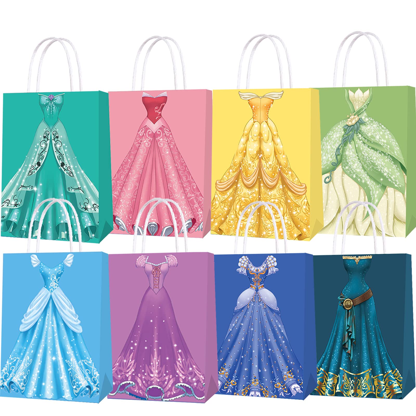 16 Packs Princess Party Gift Bags, Princess Party Supplies for Kids Princess Themed Birthday Party treats bags