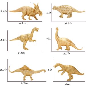 Metallic Gold Plastic Dinosaurs Figurine Toys, 12PCS Jumbo Golden Dinosaur Figures for Boys Girls, Baby Shower, Bridal Shower Decorations, Kids Dino Themed Birthday Party Supplies Cake Topper