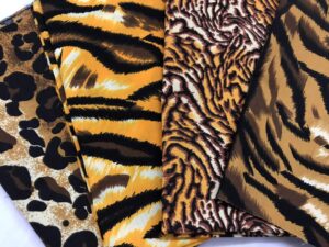 amornphan set of 4 tiger leopard animal pattern printed cotton quilting fabric bundle for patchwork needlework diy handmade sewing crafting scrapbooking precut 18 x 22 inches (set of 4 pieces)