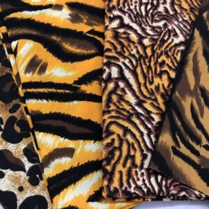 AMORNPHAN Set of 4 Tiger Leopard Animal Pattern Printed Cotton Quilting Fabric Bundle for Patchwork Needlework DIY Handmade Sewing Crafting Scrapbooking Precut 18 x 22 Inches (Set of 4 Pieces)