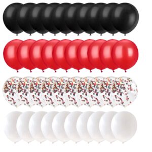 62Pcs Red and Black Balloons Kit - 12 Inches Red Black Party Decoration Balloons for Graduation Casino Theme Birthday Party Decorations Supplies