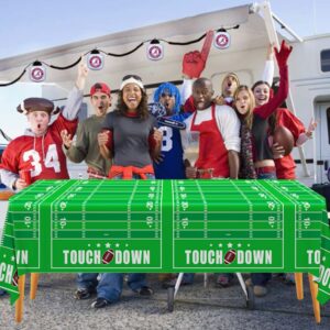 Gatherfun Football Theme Party Disposable Tablecloth Plastic Touchdown Table Cover for Birthday Party Football Tailgate Decoration 1 Pack 54 X 108Inch