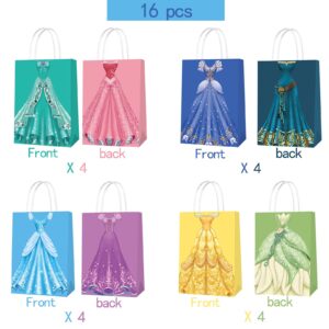 16 Packs Princess Party Gift Bags, Princess Party Supplies for Kids Princess Themed Birthday Party treats bags