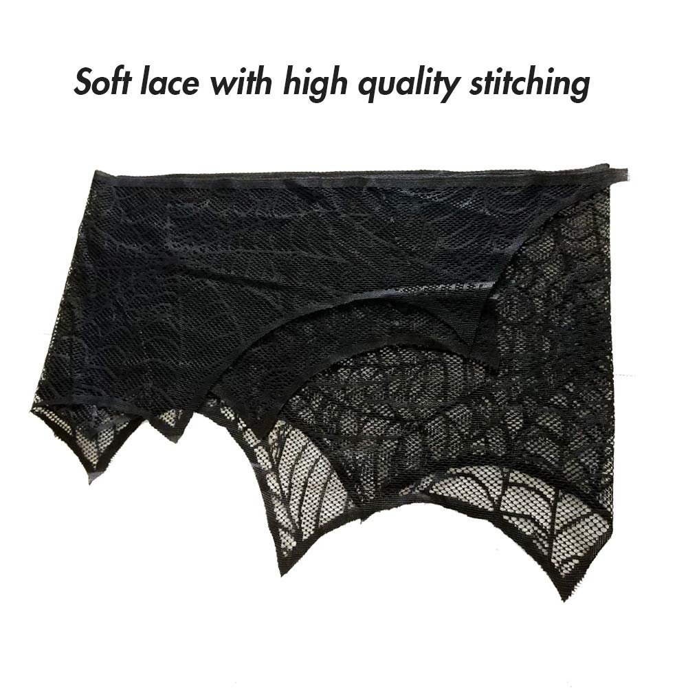 Lulu Home Halloween Fireplace Decorations, Fireplace Mantle Scarf Cover and Table Cloth, Black Lace Spider Web for Table, Door, Window and Fireplace Decoration, Halloween Decoration