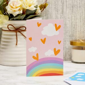 Paper Junkie 48 Pack Rainbow Cards with Envelopes for Thank You, Baby Shower, Birthday, Kids Stationary, Girls (Pastel, 4x6 In) - Blank Cards and Envelopes for Kids - Rainbow Notecards