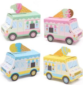 ice cream party favor boxes ice cream truck shape treat boxes for summer goodie candy boxes sprinkles themed baby shower kids birthday party centerpieces table decor supplies set of 12