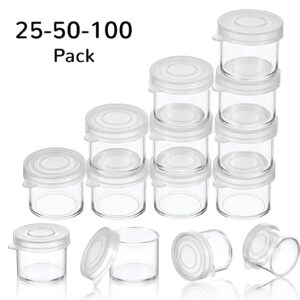 50 Pieces Plastic Mini Containers with Lids, Small Paint Cup, Plastic Mini Paint Containers DIY Craft Storage Containers Craft Paint Cup for Paint Beads Seeds Clay or Others