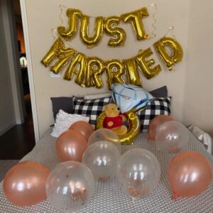 LaVenty Set of 12 Just Married Balloons Just Married Banner Bridal Shower Party Balloons Bridal Shower Party Decoration Wedding Party Decoration