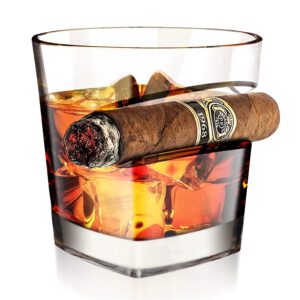 kollea gifts for men who have everything, 15 oz premium whiskey cigar glass with rest holder, old fashioned whiskey glass, cool christmas birthday gifts for dad, brother, retirement party accessories